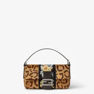 Fendi Baguette® 26424 Jaguar Print Cavallino Leather Bag With Embroidery - [brown]